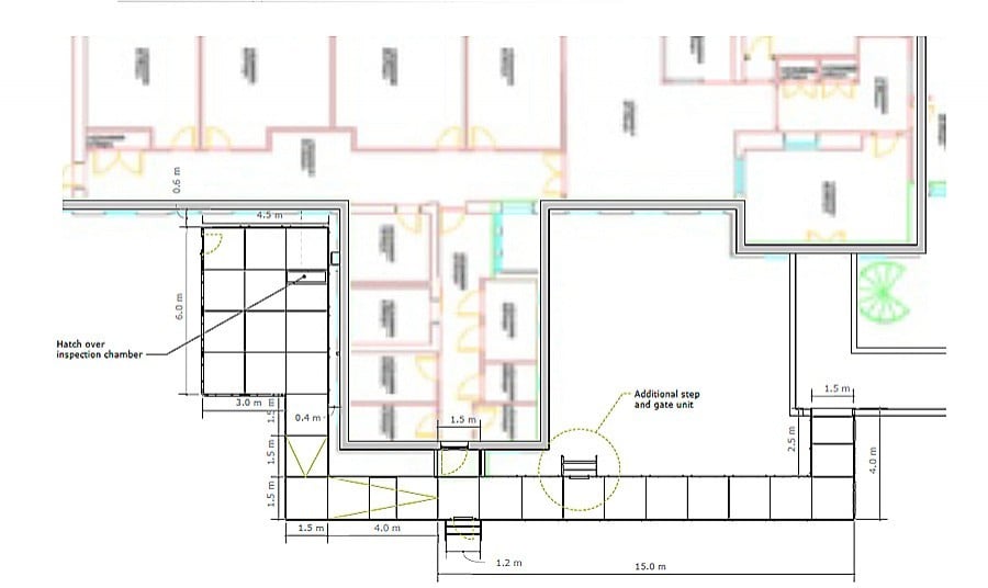 bespoke yellow ramp handrail