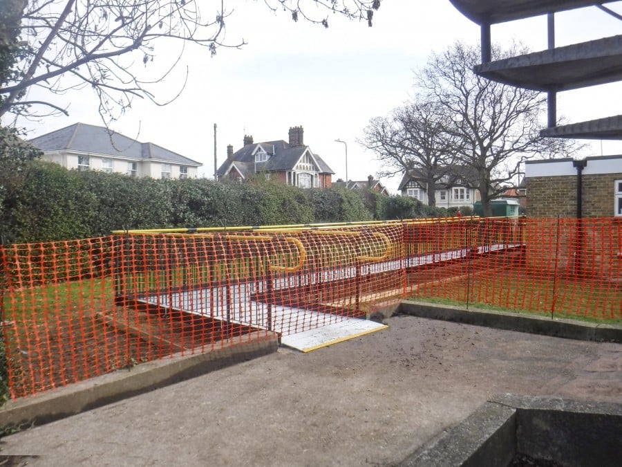 bespoke yellow ramp handrail